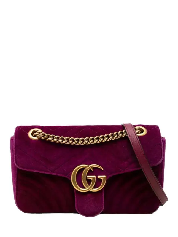 Gucci Gg Marmont Matelassé Velvet Shoulder Bag - Purple