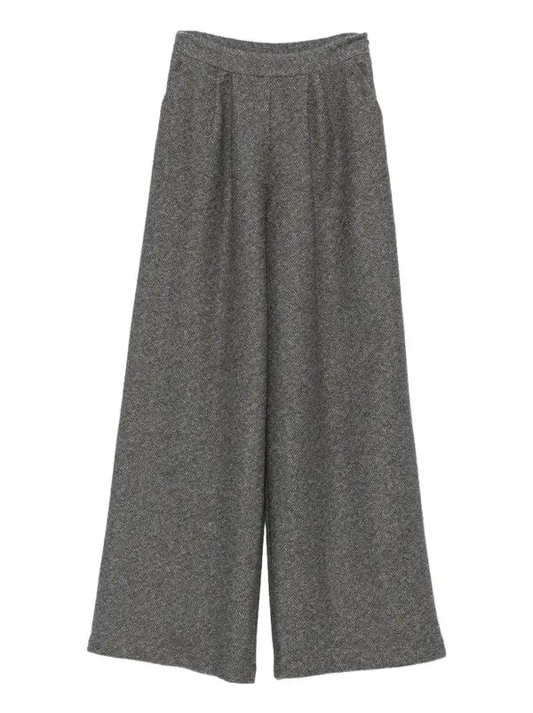 BYE Herringbone-pattern Wide-leg Trousers - Grey