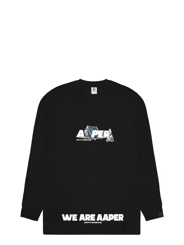 AAPE BY *A BATHING APE Graphic Print Long Sleeve Sweatshirt - Black