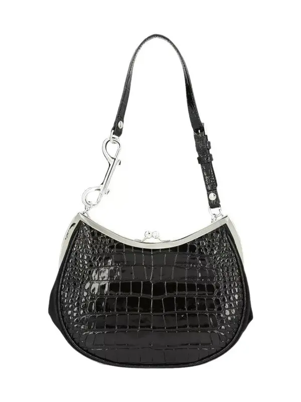 VIVIENNE WESTWOOD Charm Frame Croc-effect Leather Shoulder Bag - Black