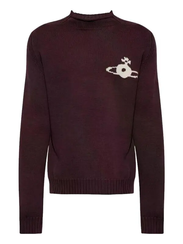 VIVIENNE WESTWOOD Wool Intarsia Orb Motif High Neck Sweater - Purple