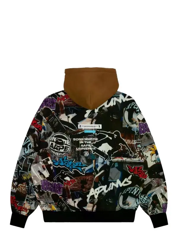 AAPE BY *A BATHING APE Graffiti Print Hooded Jacket - Black