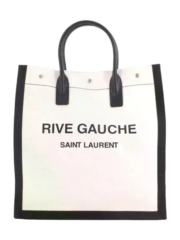 Saint Laurent Rive Gauche Canvas Tall Tote Bag - Neutrals