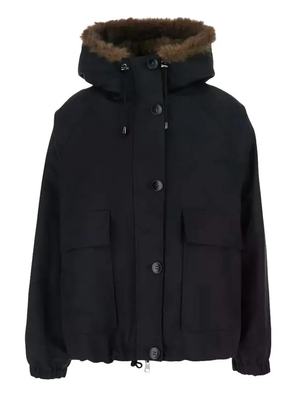 VALENTINI 1972 Faux-fur Trim Hooded Jacket - Black