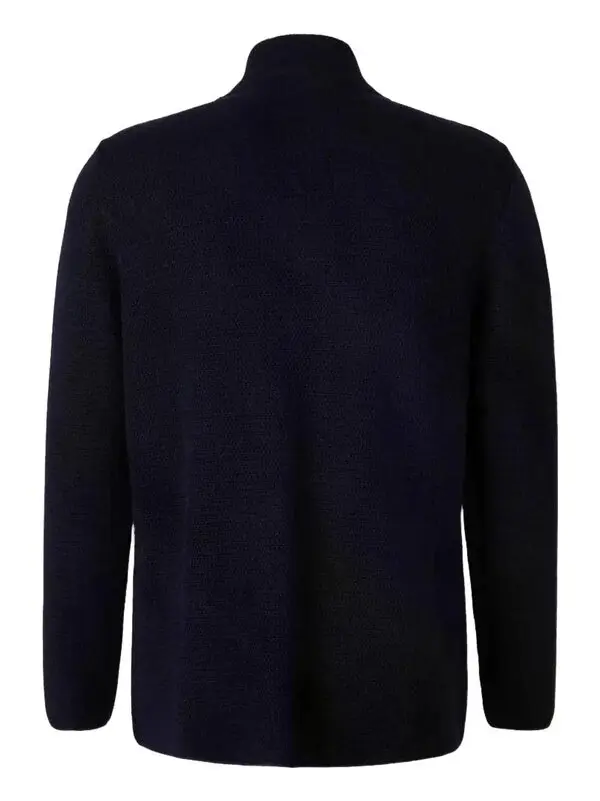 LARDINI Virgin Wool Basket-weave Cardigan - Blue