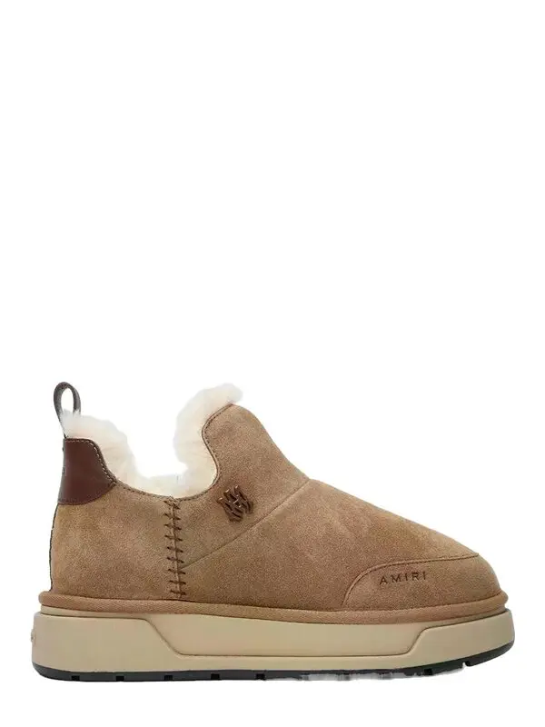 Amiri Logo Suede Shearling Boots - Neutrals