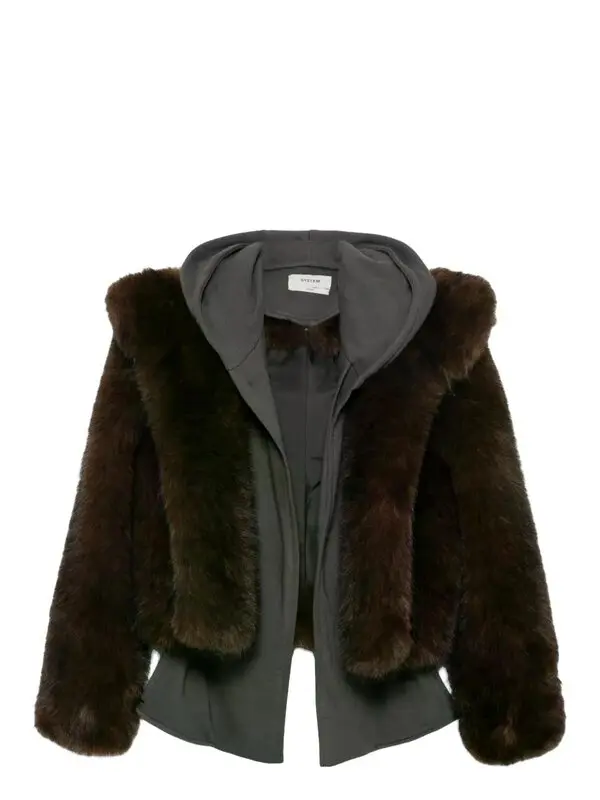 SYSTEM Faux Fur Hooded Jacket - Brown
