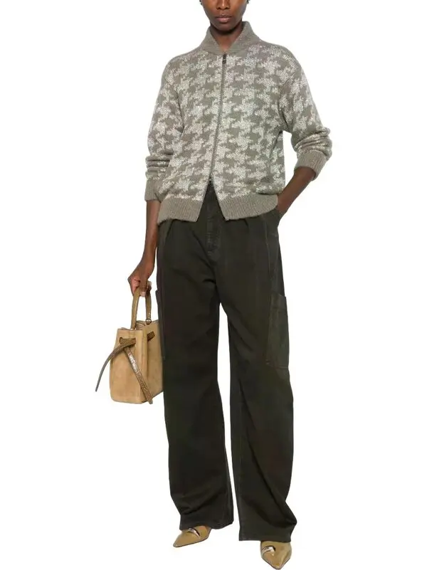 PANICALE Houndstooth Sequin Embellished Cardigan - Grey
