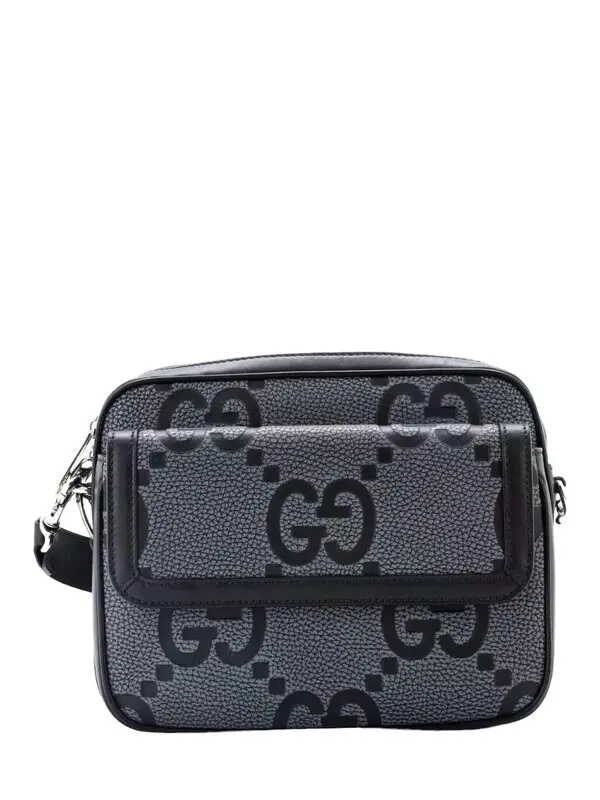 Gucci Jumbo Gg Embossed Leather Small Messenger Bag - Black