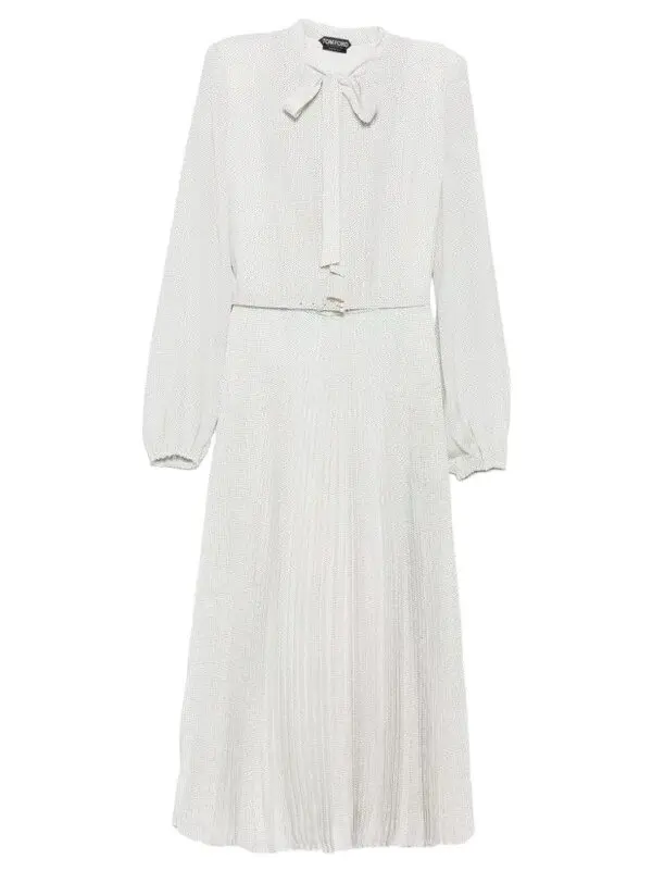 TOM FORD Polka-dot Pleated Maxi Dress - White