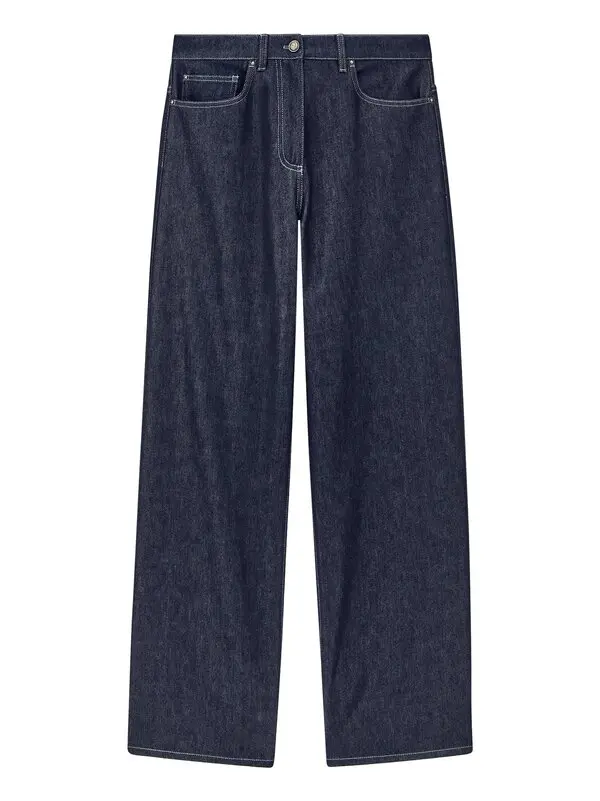 Giorgio Armani Regular Fit Cotton And Virgin Wool Denim Trousers - Navy Blue