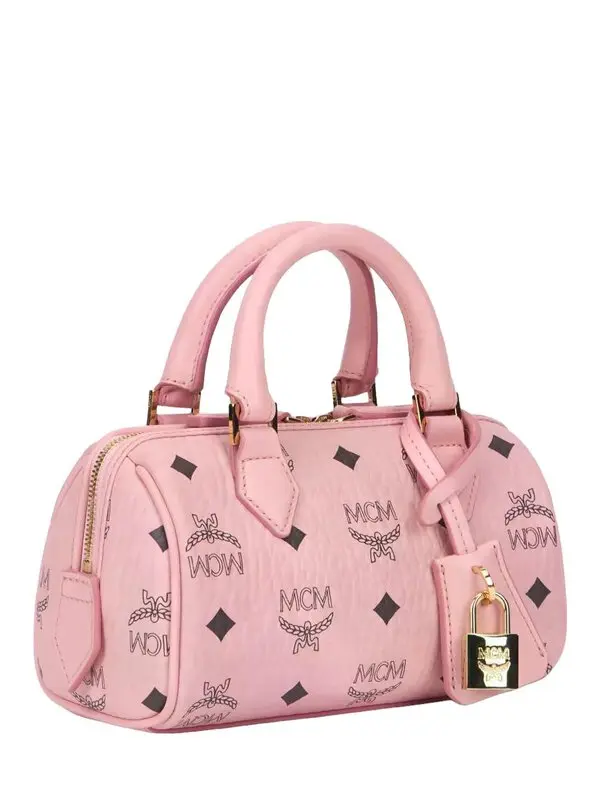 Mcm Mini Ella Boston Monogram Tote Bag - Pink