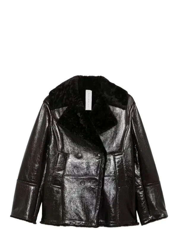 FURLING BY GIANI Shearling Collar Double-breasted Jacket - Brown