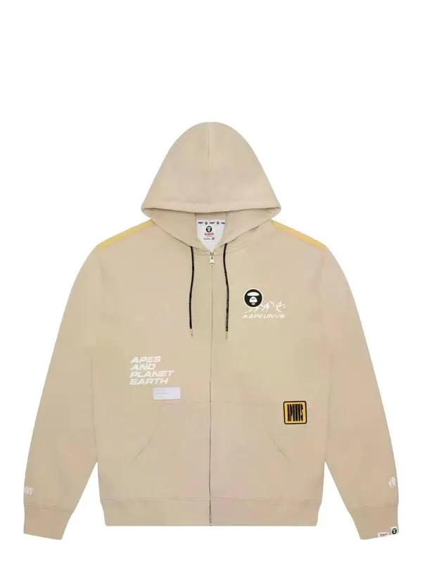 AAPE BY *A BATHING APE Zip-up Hooded Jacket With Graphic Print - Neutrals