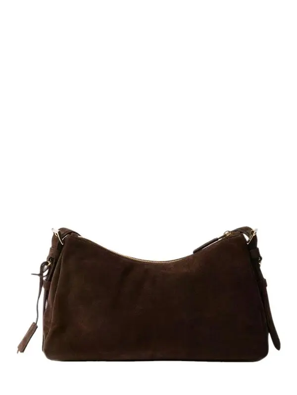 Prada Aimée Medium Suede Shoulder Bag - Brown