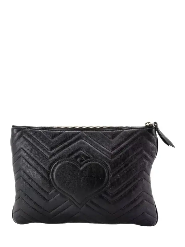 Gucci Gg Marmont Matelasse Leather Small Clutch Bag - Black