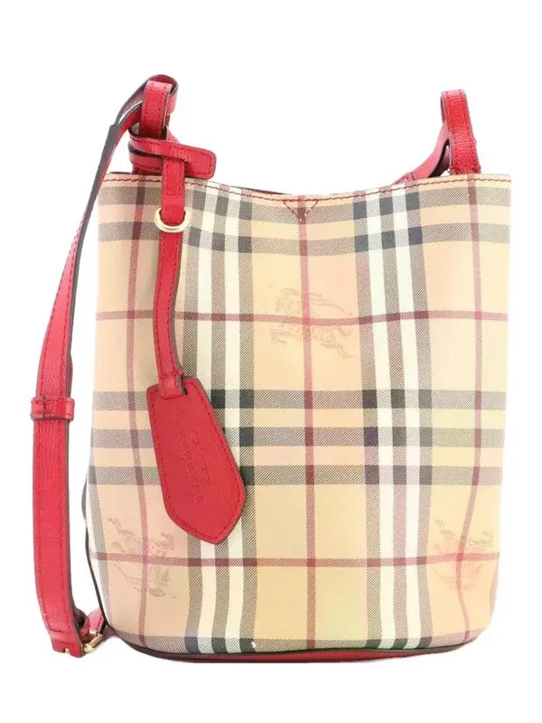 Burberry Lorne Haymarket Coated Canvas Small Bucket Bag - Red