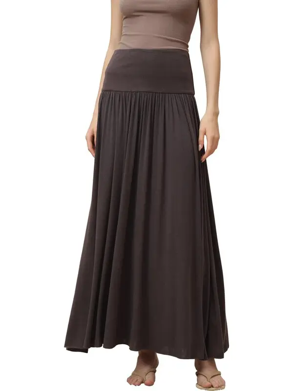 Fabrique Nemesis Drapy Ruched Skirt In Tencel Blend - Grey