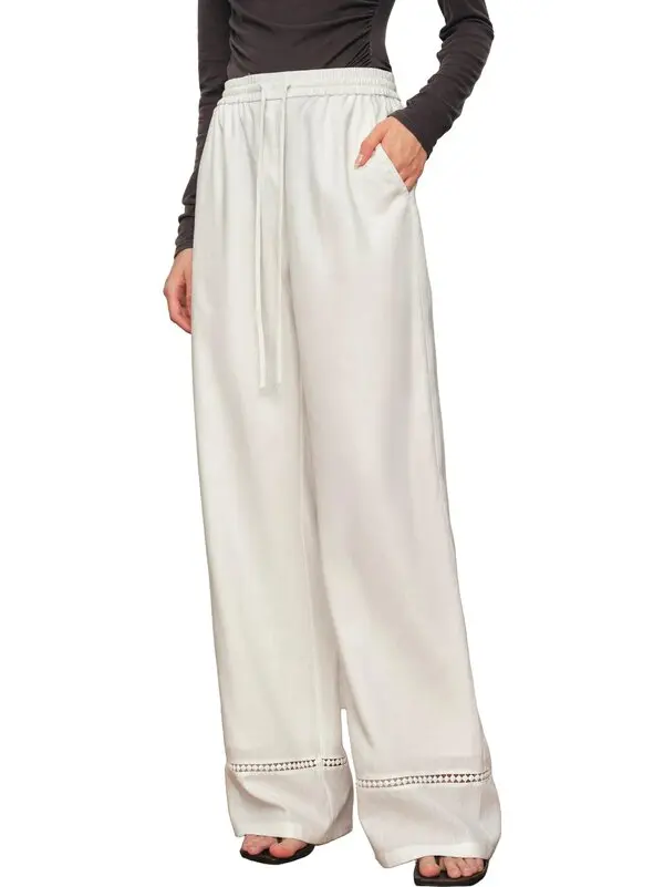 Fabrique Eve Openwork Drawstring Wide Leg Pants - White