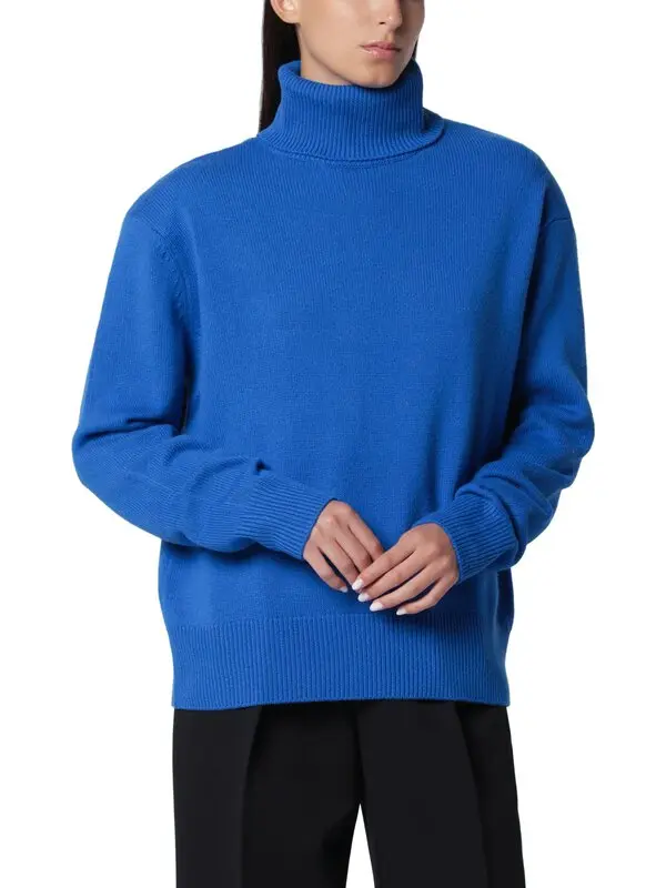 THE FRANKIE SHOP Gala Merino Wool Turtleneck Sweater - Blue
