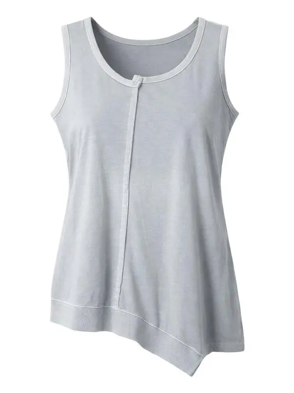 CONQUISTA Asymmetric Hem Sleeveless Jersey Top - Grey