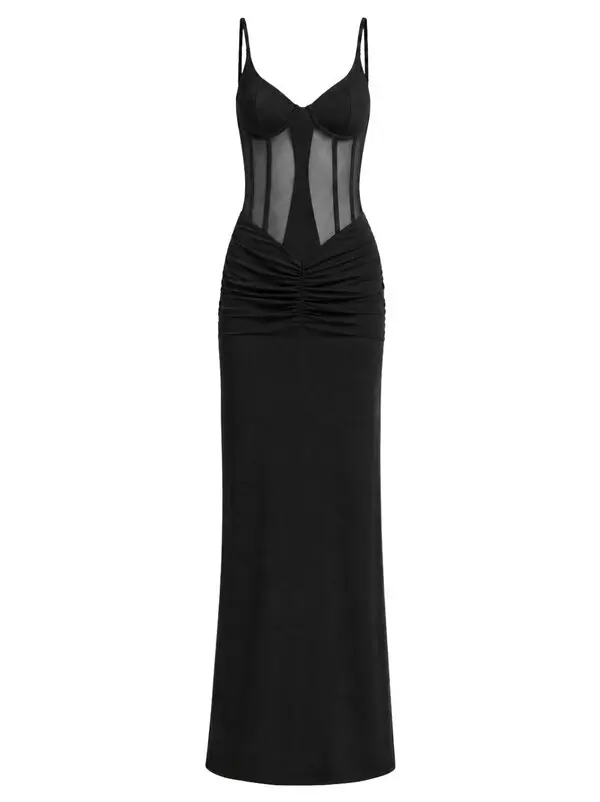 OW Sivara Mesh Corset Maxi Dress - Black