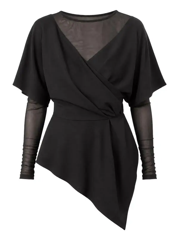 LARISA DRAGNA Kimono Top With Layered Effect - Black