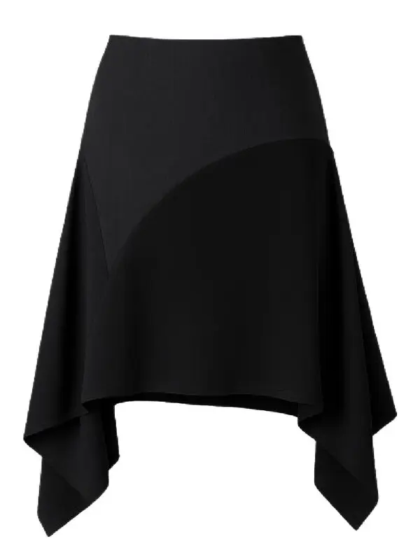 CONQUISTA Asymmetric Midi Skirt - Black