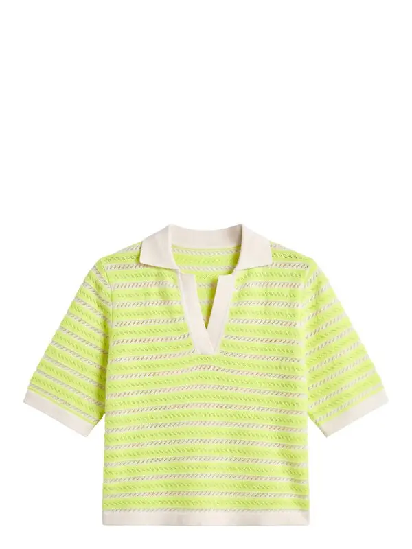 BRODIE CASHMERE Suzie Stitch Cashmere Polo Tee - Yellow