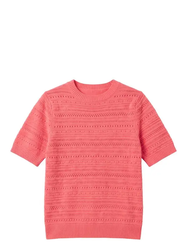 BRODIE CASHMERE Textured Taylor Cashmere Tee - Pink