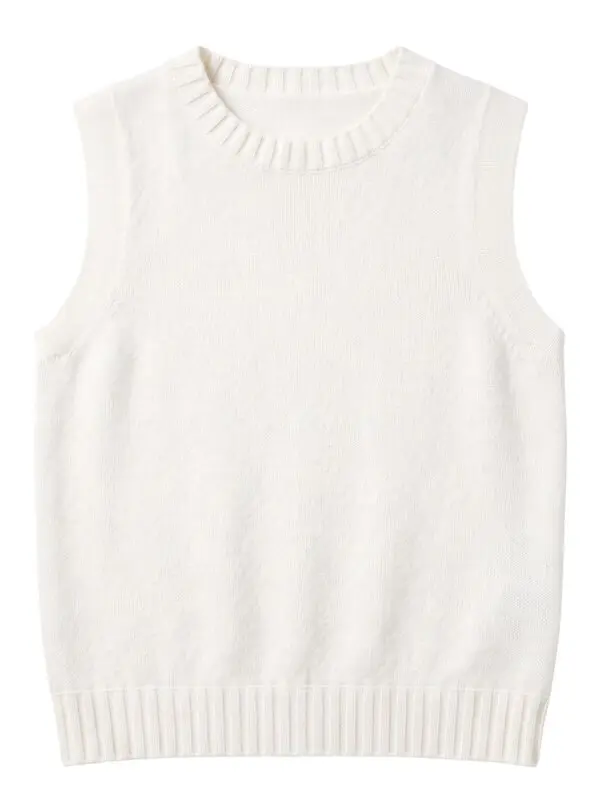 BRODIE CASHMERE Crew Neck Cashmere Tank - White