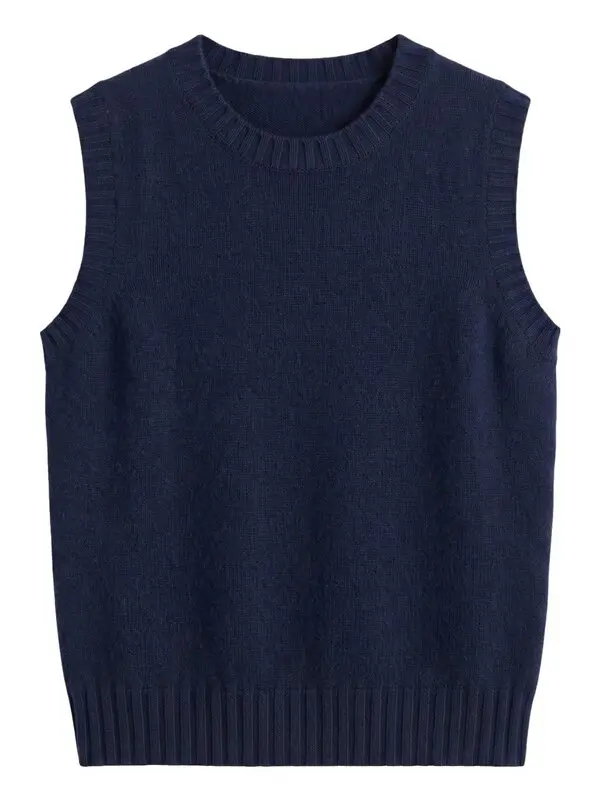 BRODIE CASHMERE Crew Neck Cashmere Tank - Blue