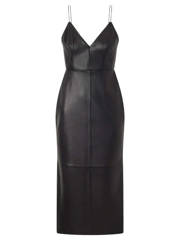 Alex Perry Bikini Leather Midi Dress - Black