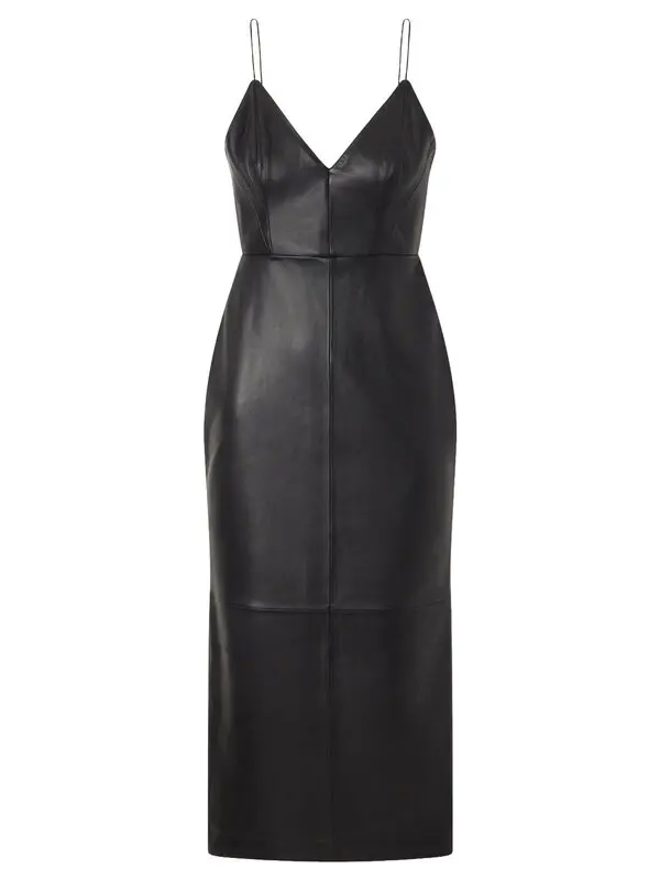 Alex Perry Leather Midi Dress - Black