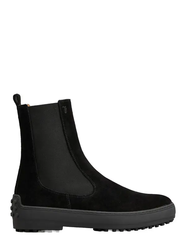 TOD'S Suede Winter Gommino Ankle Boots - Black