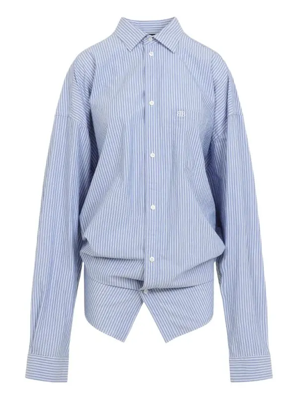 Balenciaga Striped Knot Detailed Shirt - Blue/white
