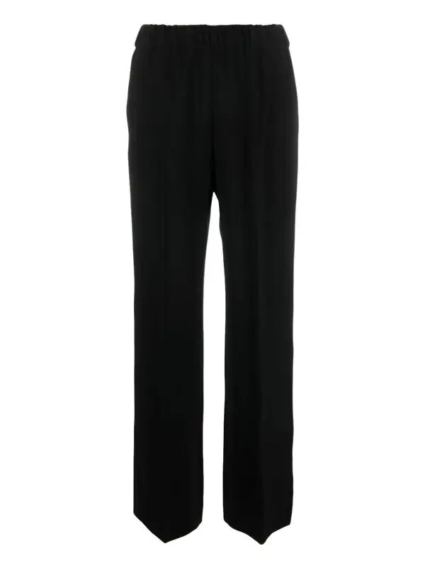 Alberto Biani Wide-leg Trousers With Elasticated Waistband And Side Slits - Black