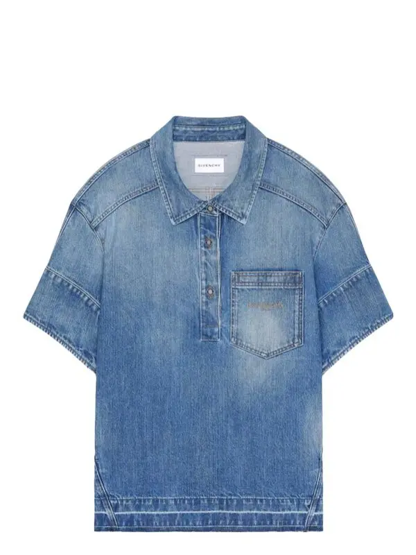 Givenchy Short Cocoon Shirt Dress In Denim - Medium Blue