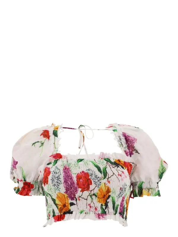 Charo Ruiz Ibiza Floral Print Cotton-blend Poplin Top - No