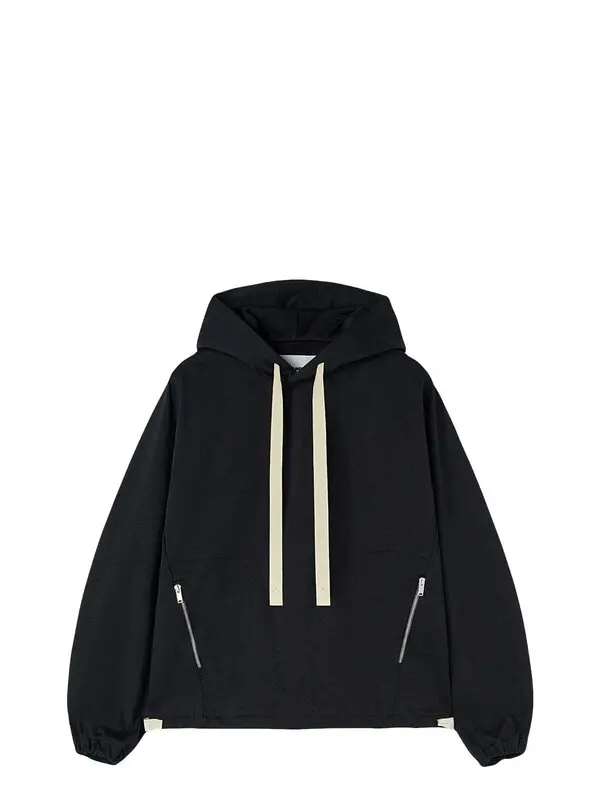 JIL SANDER Hooded Sweatshirt With Zipper Pockets - Black