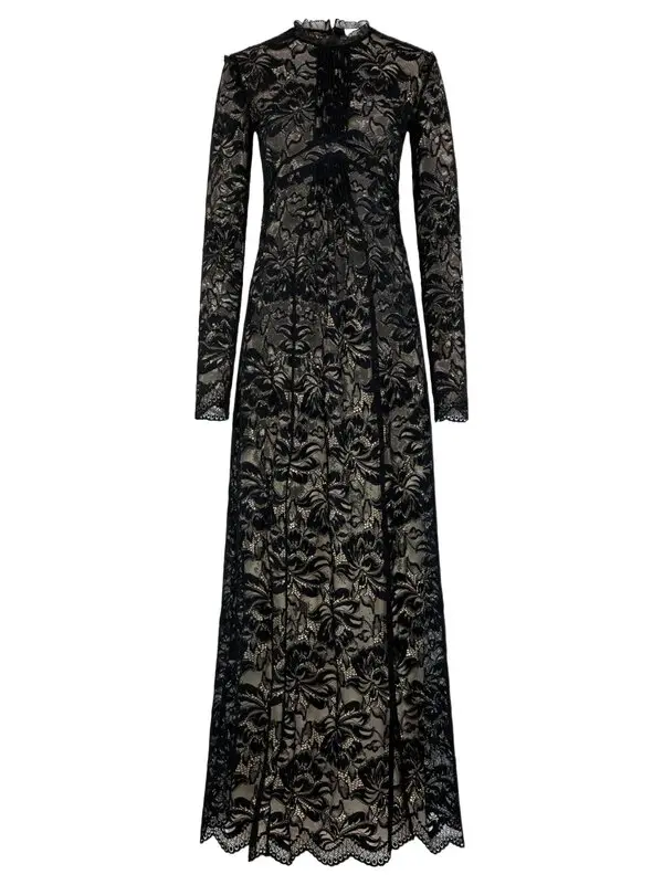 Rabanne Long-sleeved Lace Maxi Dress - Black