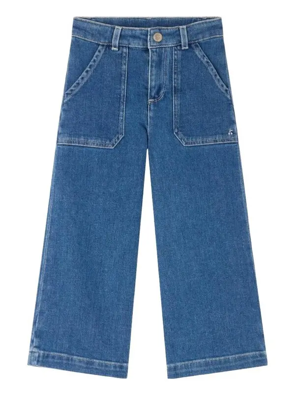 Bonpoint Jingle Medium Wide-leg Denim Trousers In Organic Cotton - Blue