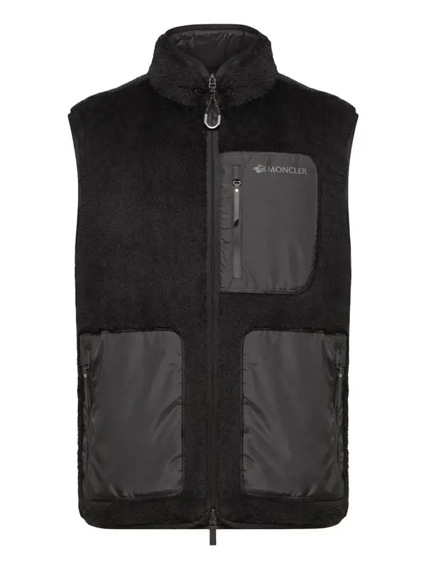Moncler Teddy Fleece Reversible Down Vest - Black