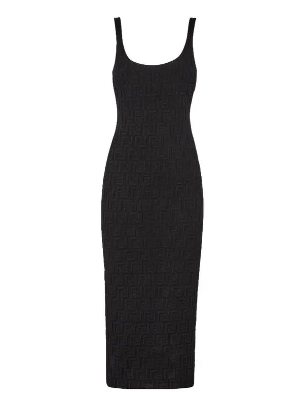 Fendi Ff Embossed Sleeveless Midi Dress - No