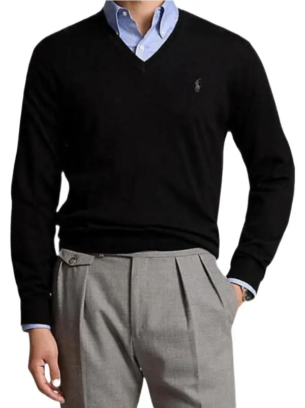 Polo Ralph Lauren V-neck Long Sleeve Sweater - Black