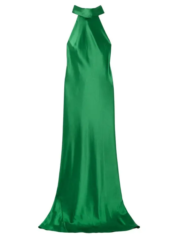 Galvan Sienna High Neck Maxi Dress - Emerald