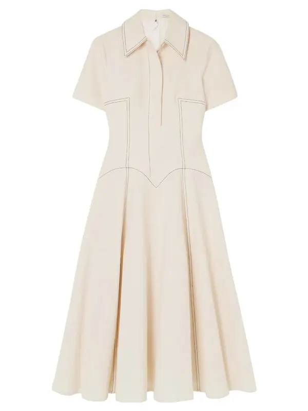 EMILIA WICKSTEAD Paneled Topstitched Denim Midi Dress - No
