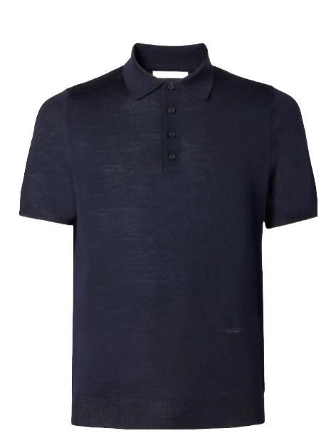 Fendi Navy Wool Polo Shirt - Blue