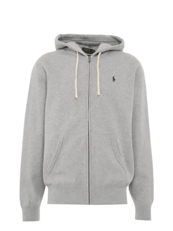 Polo Ralph Lauren Zip-up Hooded Jacket With Logo Detail - Gray