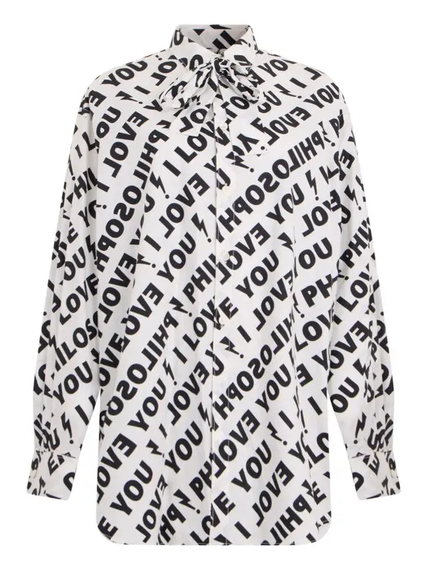 Philosophy Di Lorenzo Serafini Allover Logo Print Shirt With Detachable Bow Tie - No